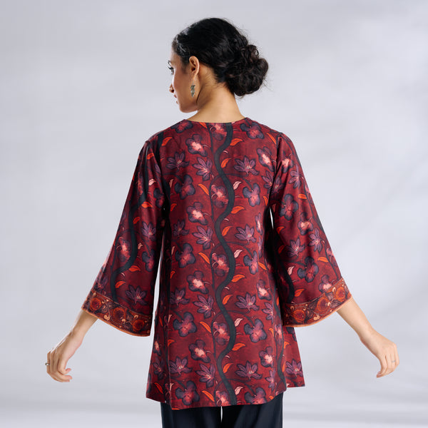 Buy Mogra Modal Satin Tunic - Maroon | Rustorange