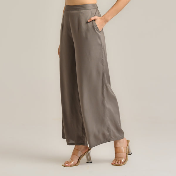 Buy Grey Flared Palazzo Pants | Rustorange