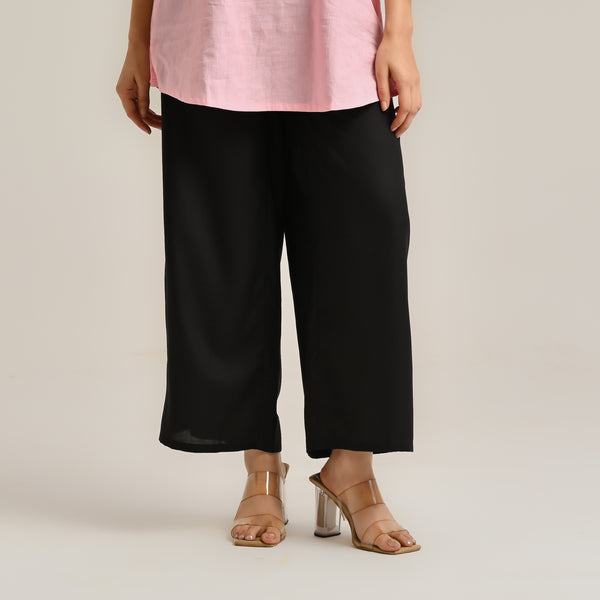 Buy Black Flared Palazzo Pants | Rustorange