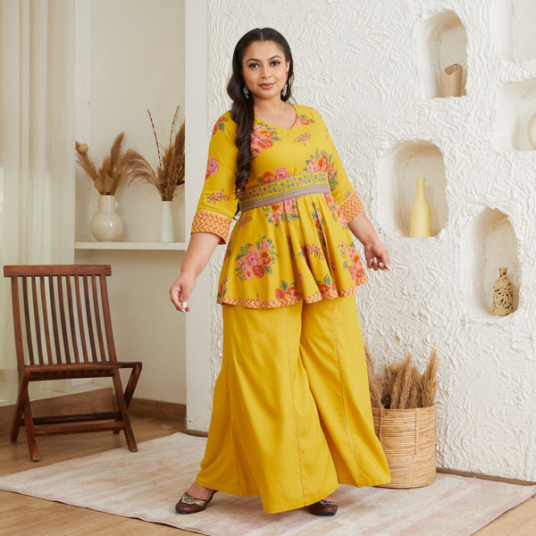 Buy Inaayat Mustard Sharara Set - SOM | Rustorange